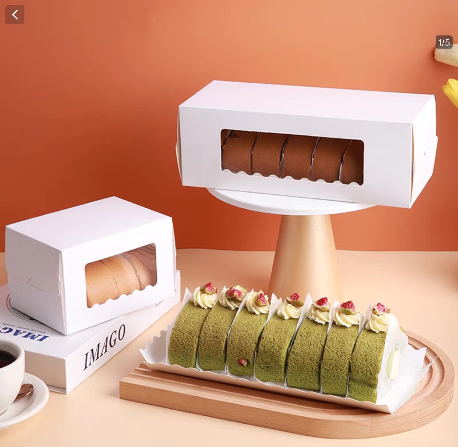 Slice Cake Box Single piece Box Swiss Roll Box - Log Cake Box Long Pap ...