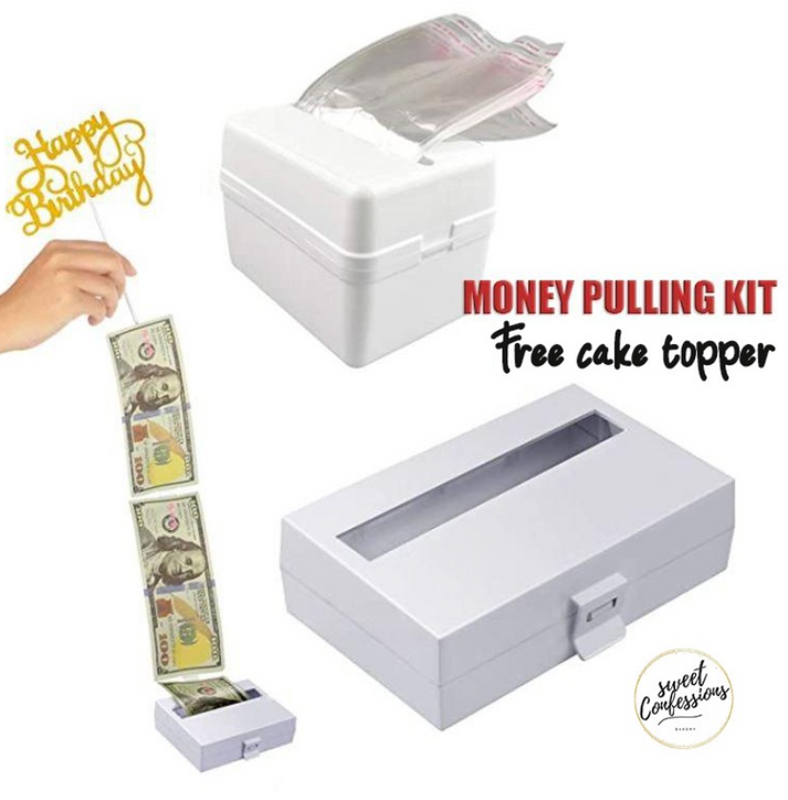 Kit - (free topper) Money pulling cake box hidden cake atm machine sec ...